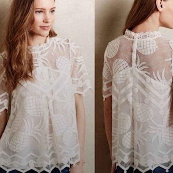 Anthropologie | Tops | Hd In Paris L Anthropologie Ivory Lace Pineapple ...